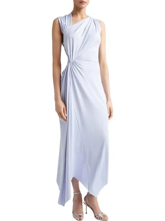 Victoria Beckham Asymmetric Stretch Jersey Midi Dress - Cloud Blue