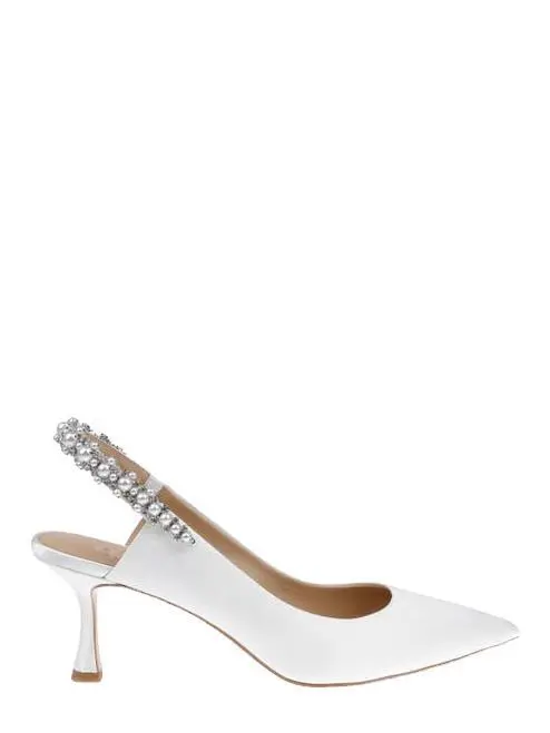 HARLO AUSTRALIA Nina Pearl Satin Slingback - Soft White Satin