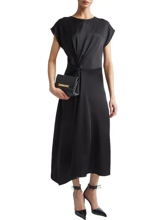 Victoria Beckham Aria Twist Waist Asymmetric Midi Dress - Black