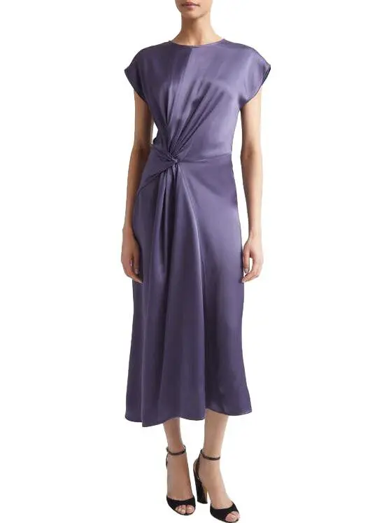 Victoria Beckham Aria Twist Waist Asymmetric Midi Dress - Eclipse