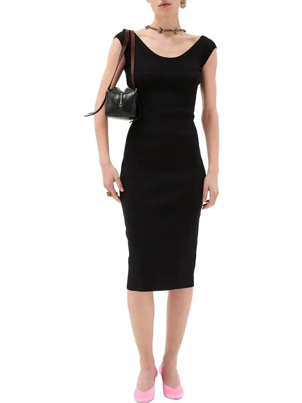 Versace Cotton-blend Sweater Dress With Plunge Back - Black