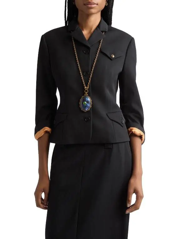 Versace Wool Grain De Poudre Informal Jacket - Black