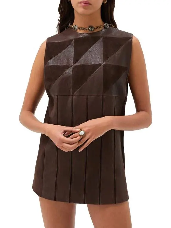 Versace Leather Patchwork Mini Dress - Burnt