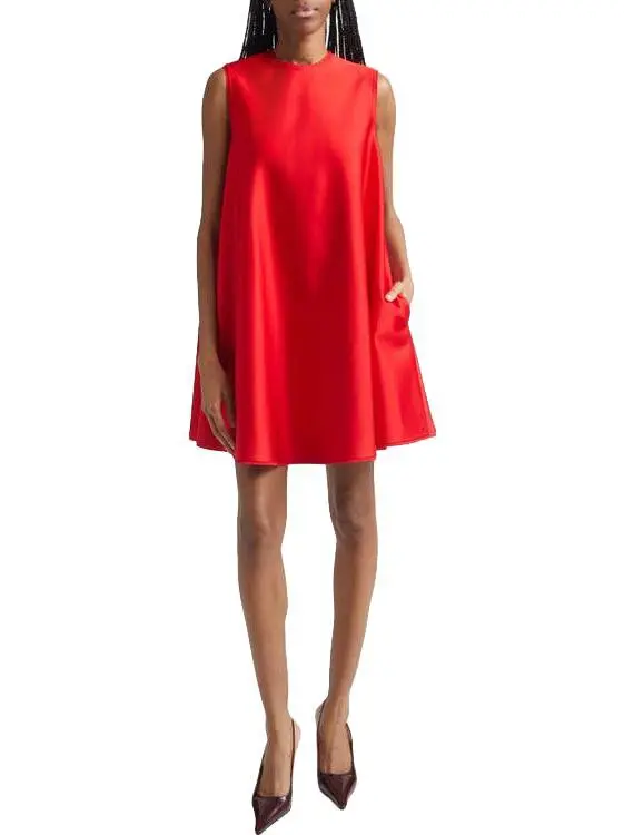 Stella McCartney Crepe Back Satin Trapeze Minidress - Lipstick Red