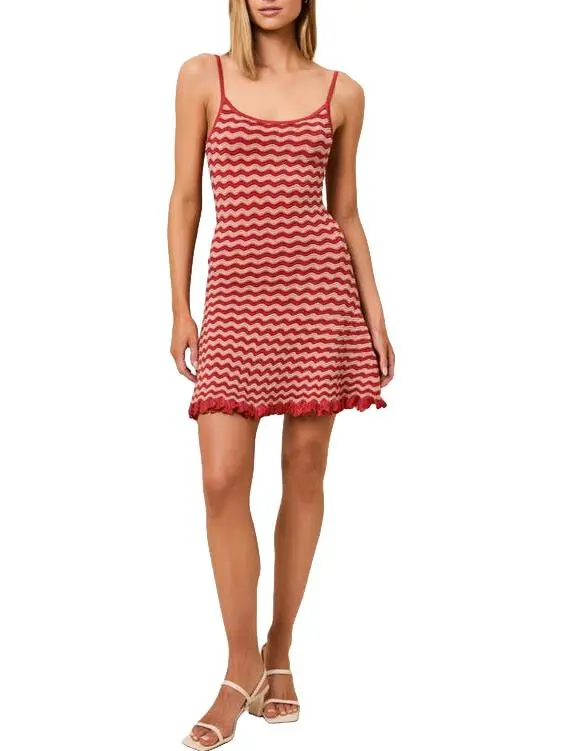 Solid & Striped The Talia Wavy Stripe Knit Minidress - Rooftop Red
