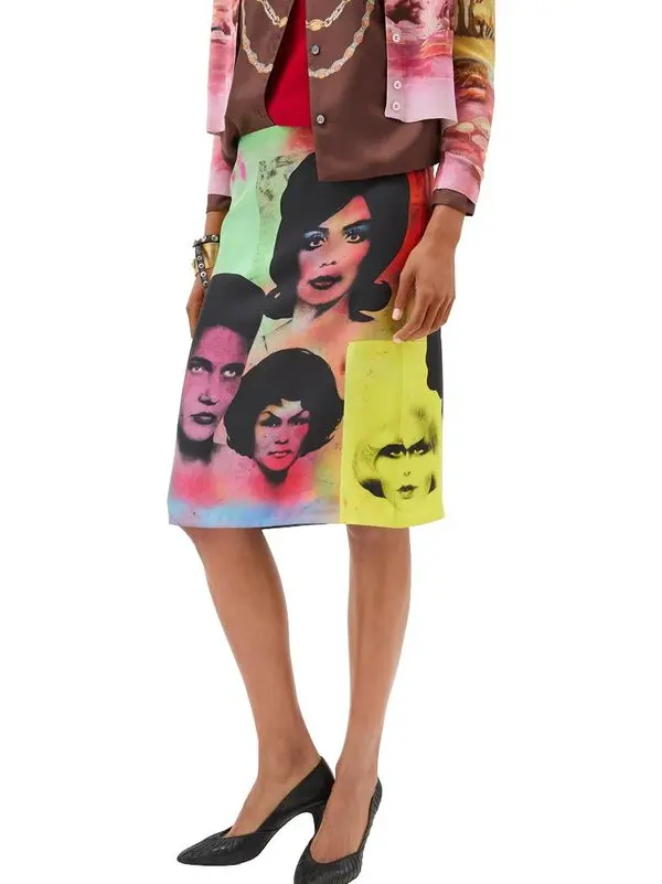 Versace Printed Silk Twill Pencil Skirt - Multicolor