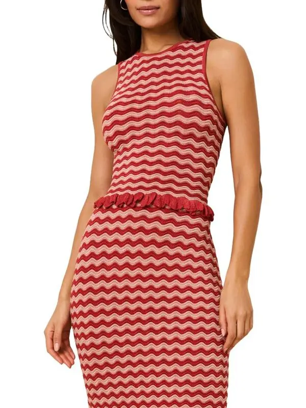 Solid & Striped The Diana Wavy Stripe Sleeveless Top - Rooftop Red