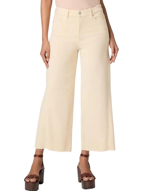 Paige Anessa High-waist Ankle Straight-leg Jeans With Raw Hem - Butter Yellow