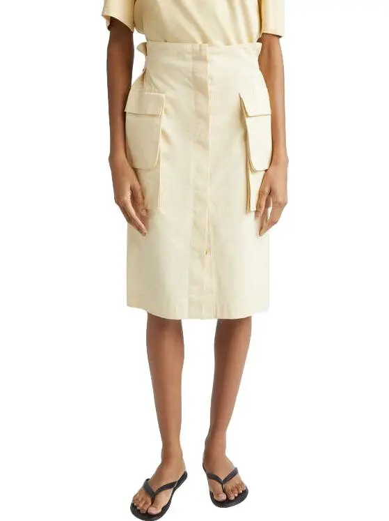 Ossou Glen Coated Cotton Cargo Skirt - Butter
