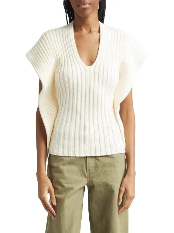Ossou Greer Cutout Ribbed Cotton Sweater - Ecru