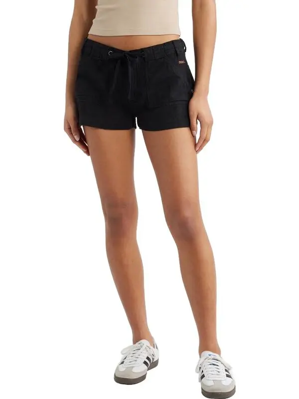 BDG URBAN OUTFITTERS Linen & Cotton Drawstring Shorts - Black