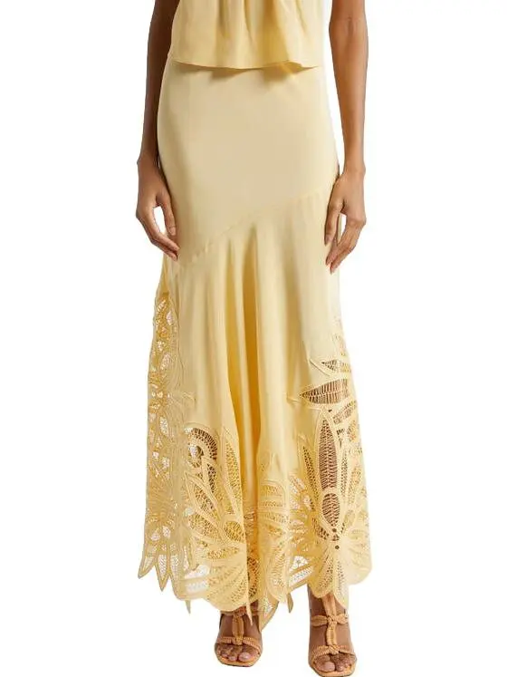 Ulla Johnson Oona Embroidered Silk Maxi Skirt - Dandelion