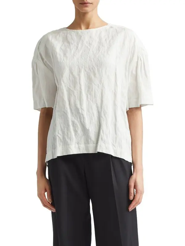 Proenza Schouler Hansly Crinkle Cotton Blend Top - Off White