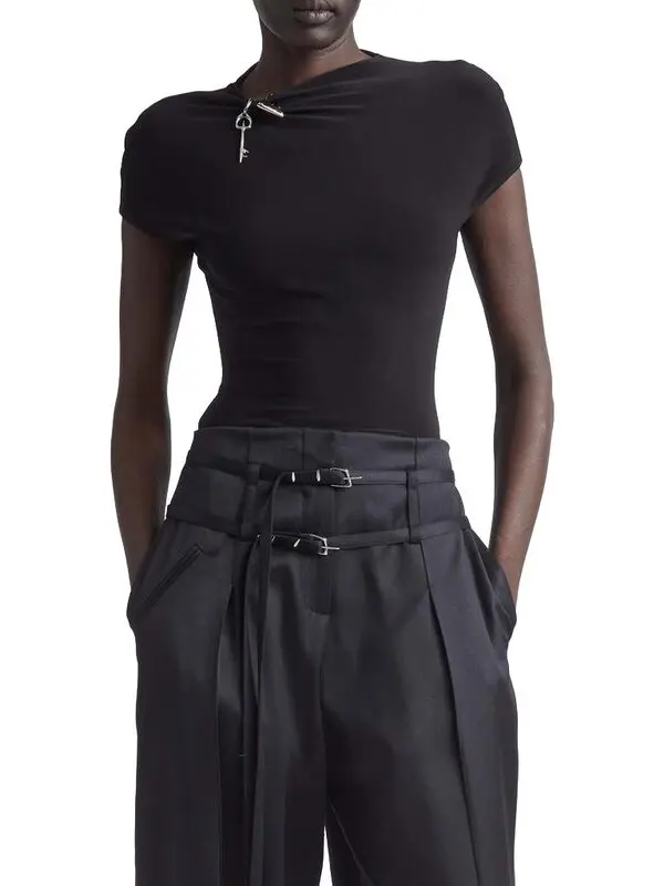 GRACE LING Relic Charms Jersey Top - Black