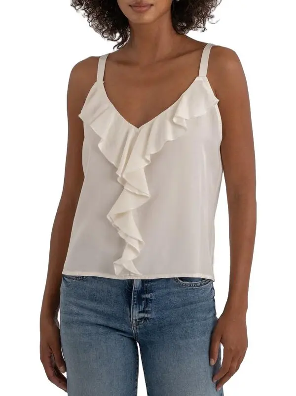 Kut From The Kloth Ruffle Sleeveless Top - Cream