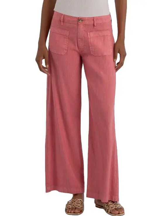 Kut From The Kloth High Waist Wide Leg Linen Blend Pants - Flamingo