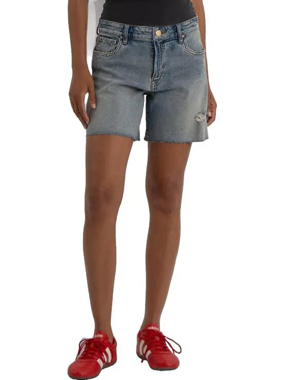 Kut From The Kloth Raw Hem High-waisted Denim Shorts - Bliss