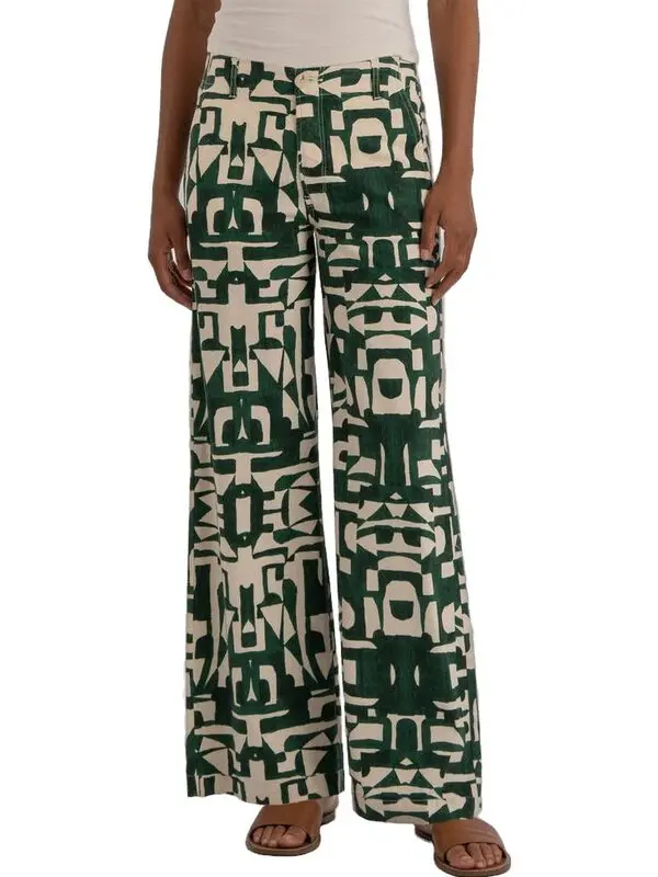 Kut From The Kloth Printed High-waist Wide-leg Pants - Forest Olive