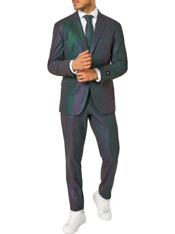 Opposuits Reflective Perspective Iridescent Slim Fit Two-piece Suit & Tie Set - Green Misc
