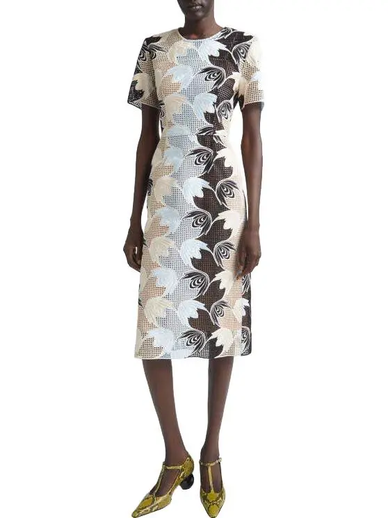 Marni Floral Embroidered Sheath Dress - Riw01 Lily White