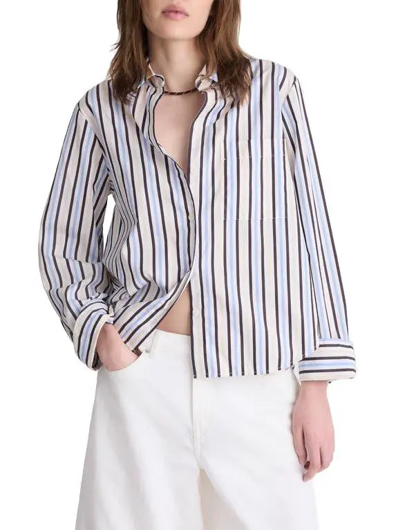 Madewell Signature Y-neck Cotton Poplin Button-up Shirt - Boardwalk Stripe