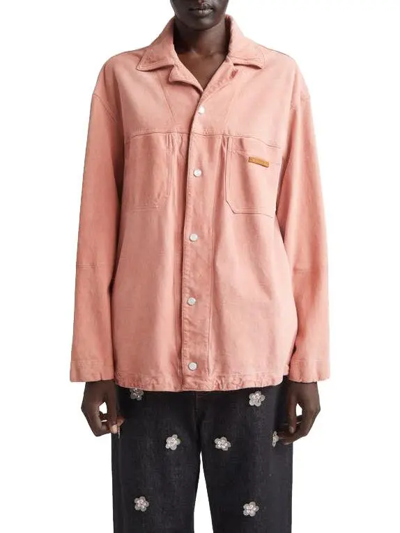 Marni Soft Suede Overshirt - Chalk Mauve