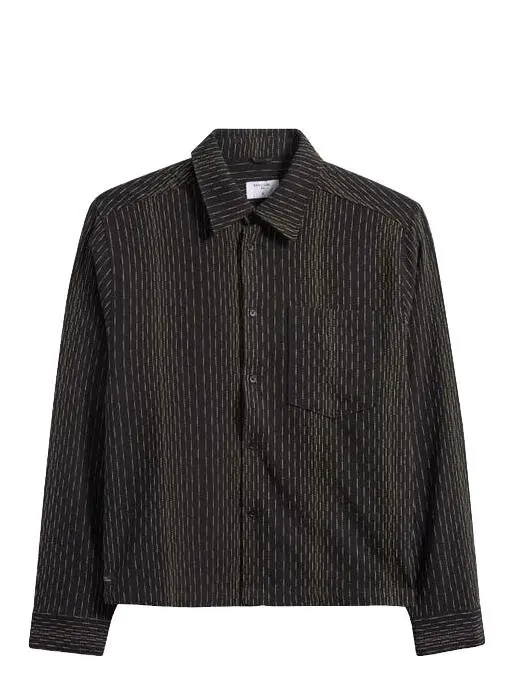 PERCIVAL Leland Stripe Boxy Button-up Shirt - Black