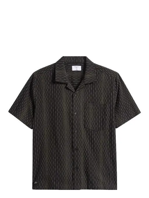 PERCIVAL Leland Stripe Camp Shirt - Black