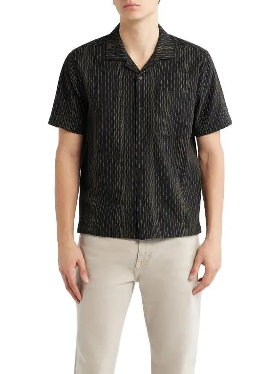 PERCIVAL Leland Stripe Camp Shirt - Black