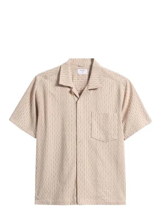 PERCIVAL Leland Stripe Camp Shirt - Ecru