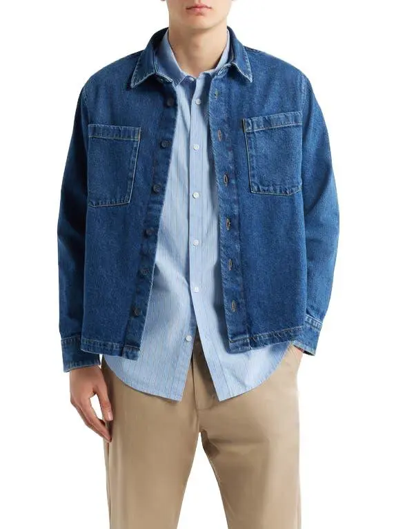 PERCIVAL Heavyweight Denim Overshirt - Mid Wash