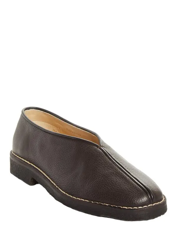 LEMAIRE Piped Crepe Slipper Loafer - Dark Brown