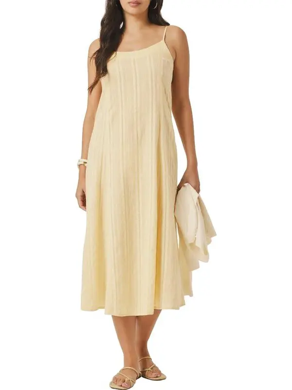Splendid Meadow Embroidered Cotton Midi Sundress - Honeysuckle Beige