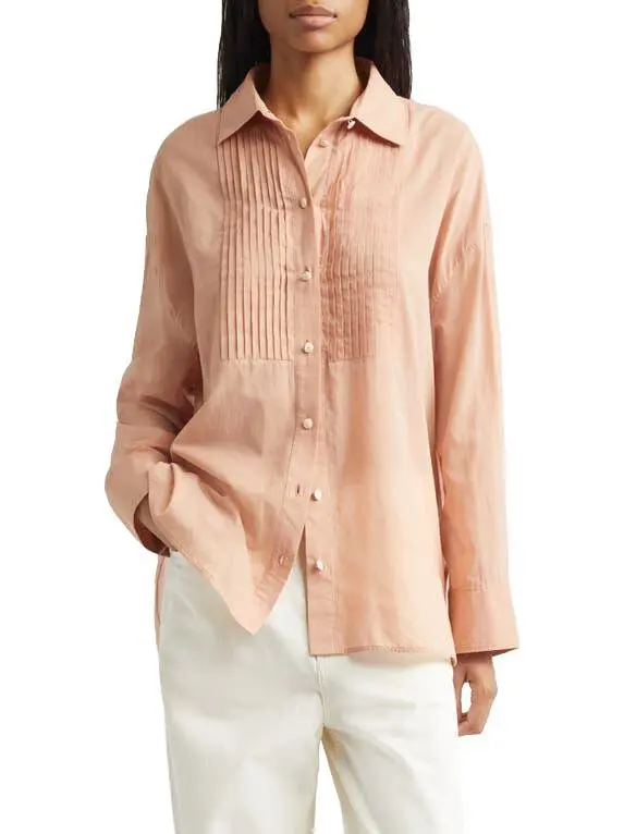 GOLDEN GOOSE Journey Pleated Bib Oversize Shirt - Dusty Coral