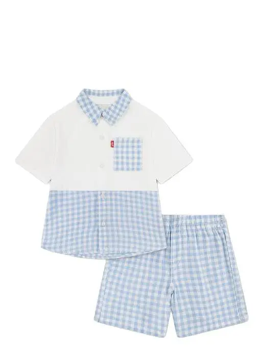 LEVI'S Gingham Check Shirt & Shorts Set - Chambray Blue