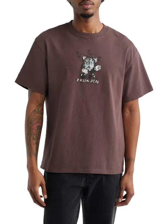 BRAIN DEAD Time Is Nigh Cotton Graphic T-shirt - Berry