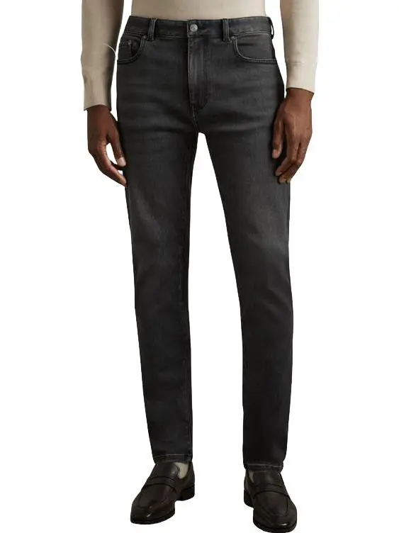 REISS Maddison Slim Straight Leg Jeans - Washed Black