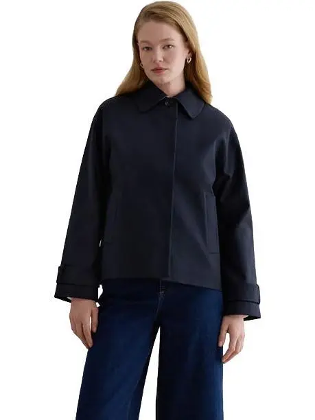 HOBBS LONDON Collared Cropped Trench Coat - Hobbs Navy