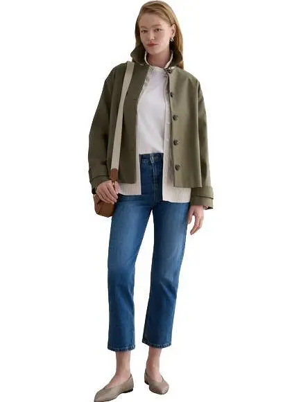 HOBBS LONDON Collared Cropped Trench Coat - Olive Green