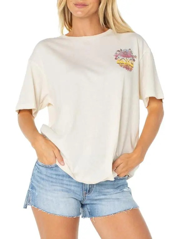 Roxy Sunset Oversized Cotton Graphic T-shirt - Cloud Dancer