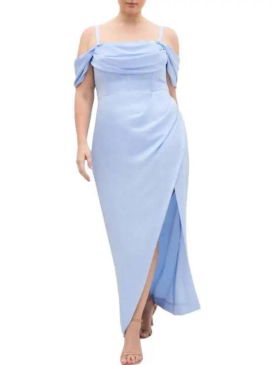 City Chic Off-the-shoulder Maxi Dress - Sky Blue