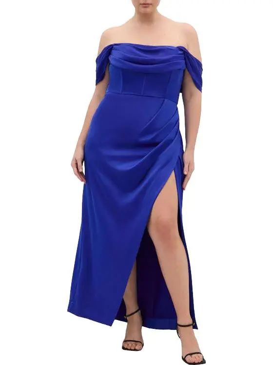 City Chic Off-the-shoulder Maxi Dress - Ultra Blue