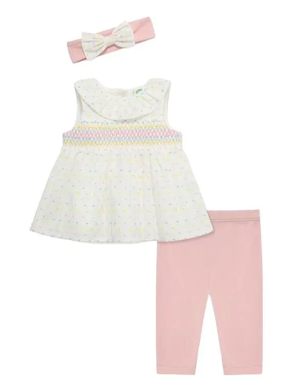 LITTLE ME Tunic Set - White/pink