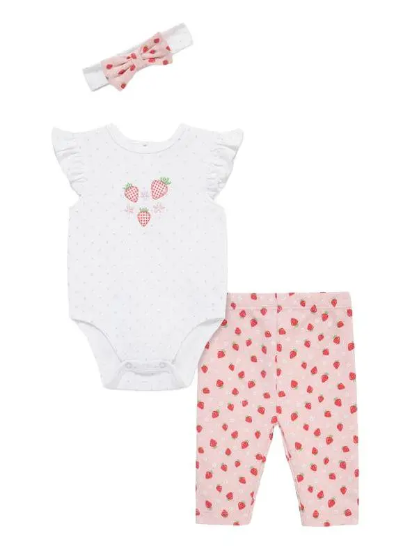 LITTLE ME Strawberry Bodysuit - Pink