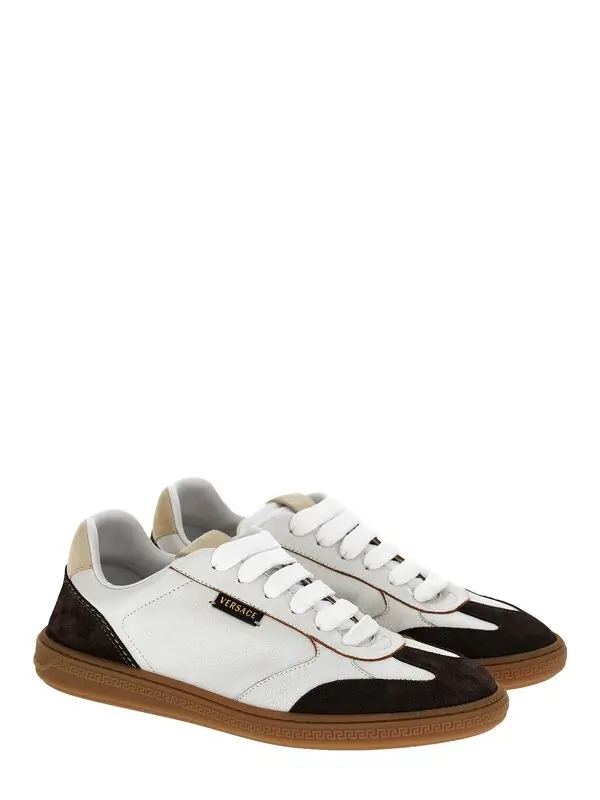 Versace Greca Court Low-top Sneakers - Moka White