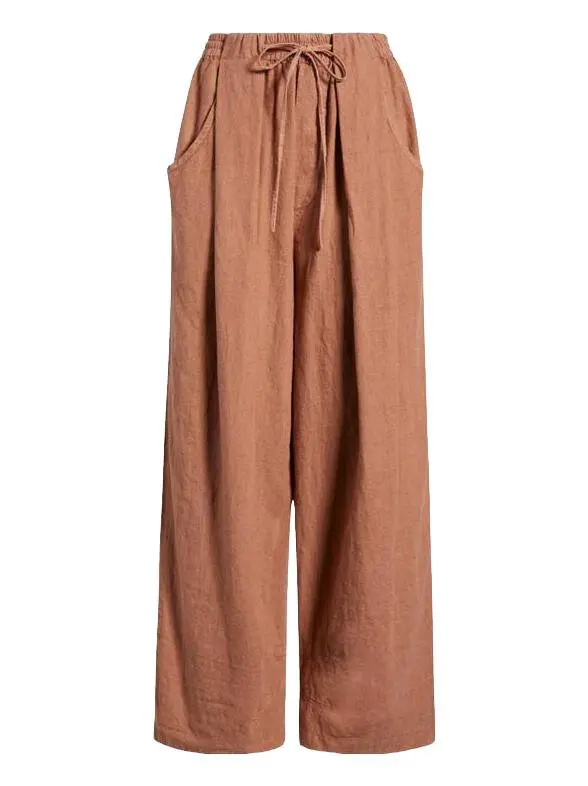 Free People Chambers Linen & Cotton Drawstring Pants - Canyon Sunset