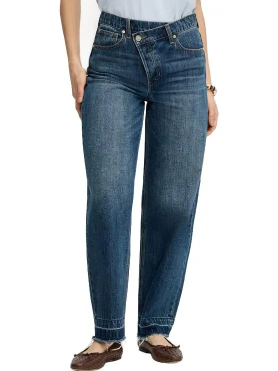 Sam Edelman Crossover Waist Taper Leg Jeans - Bozeman Med Wash