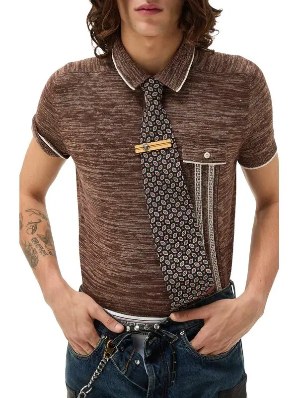 Versace Greca Silk Polo-sweater - Brown