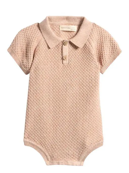 QUINCY MAE Knit One-piece Polo Sweater - Latte
