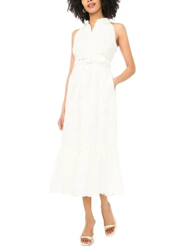 Vince Camuto Cotton Broderie Anglaise Maxi Shirtdress - Ultra White
